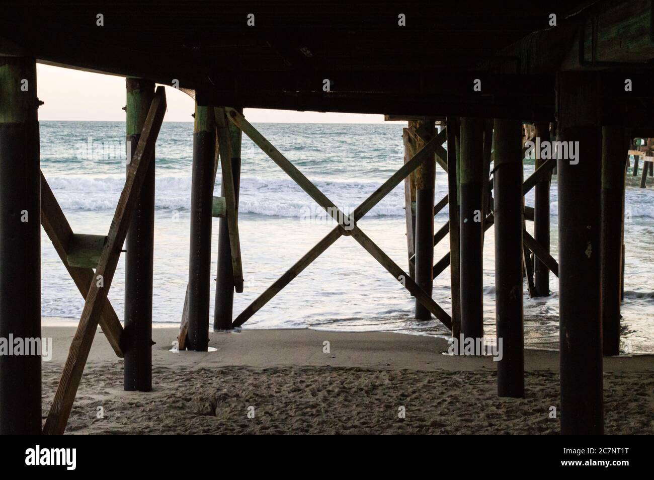 Metal steel structure under the pier Stock Photo - Alamy
