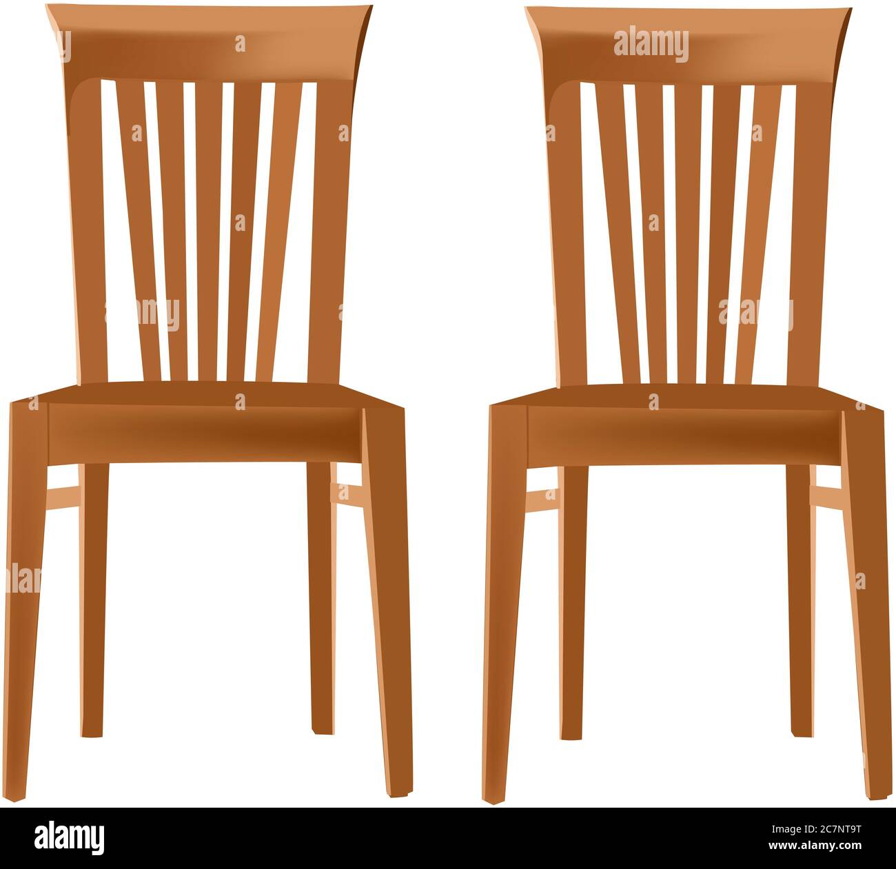 Illustration of the two wooden chairs isolated on a white background ...