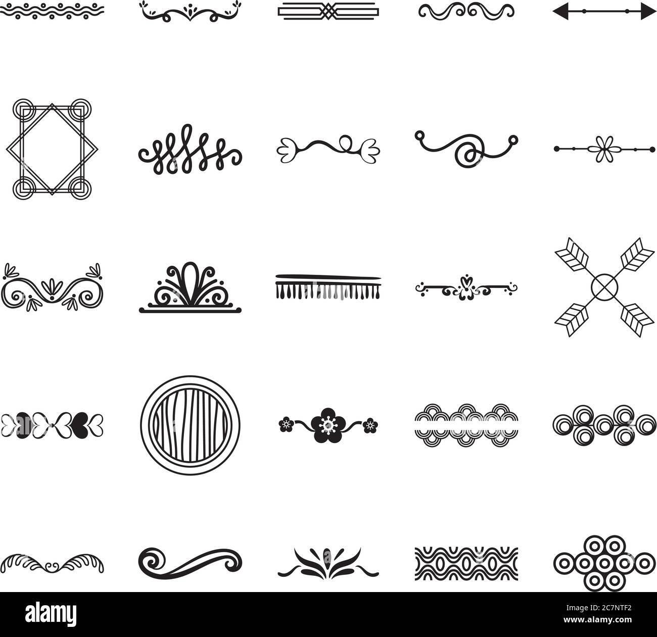 bundle of decorative elements silhouettes vector illustration design ...