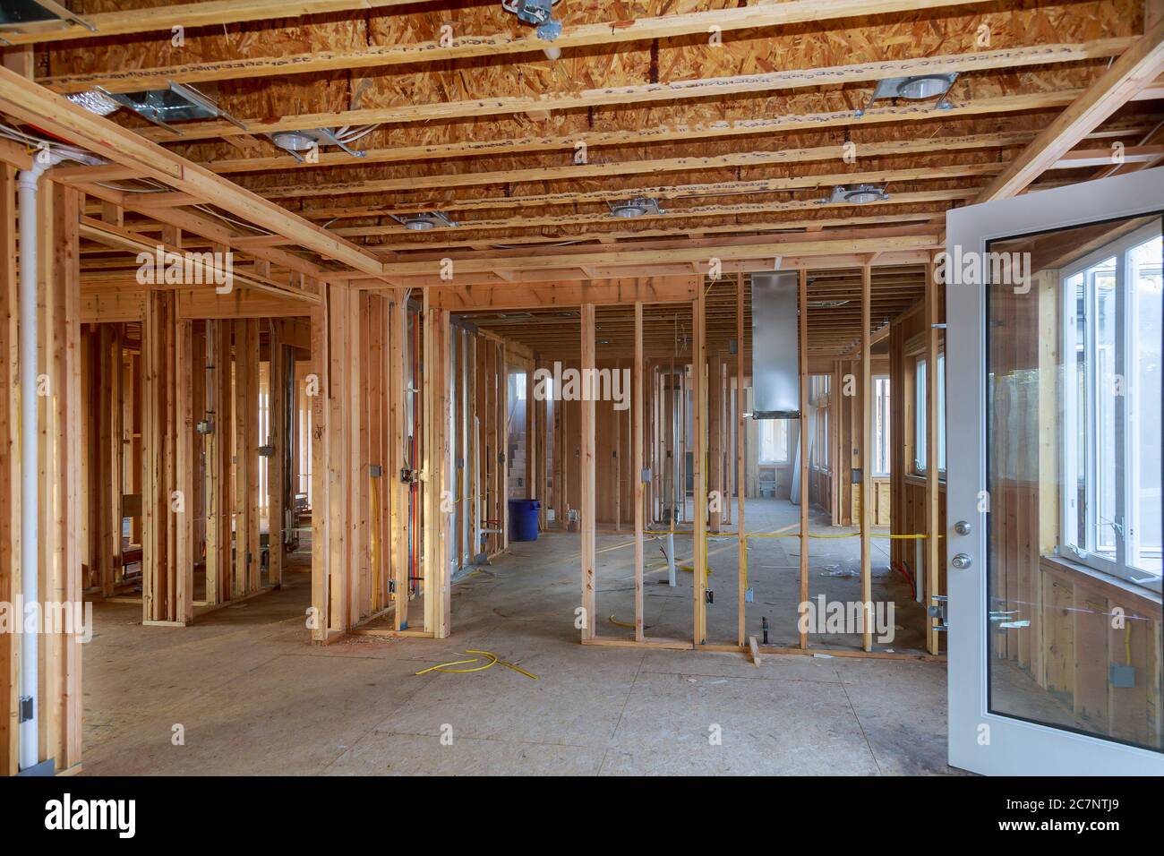 Unfinished of interior view of a house residential construction wall of ...