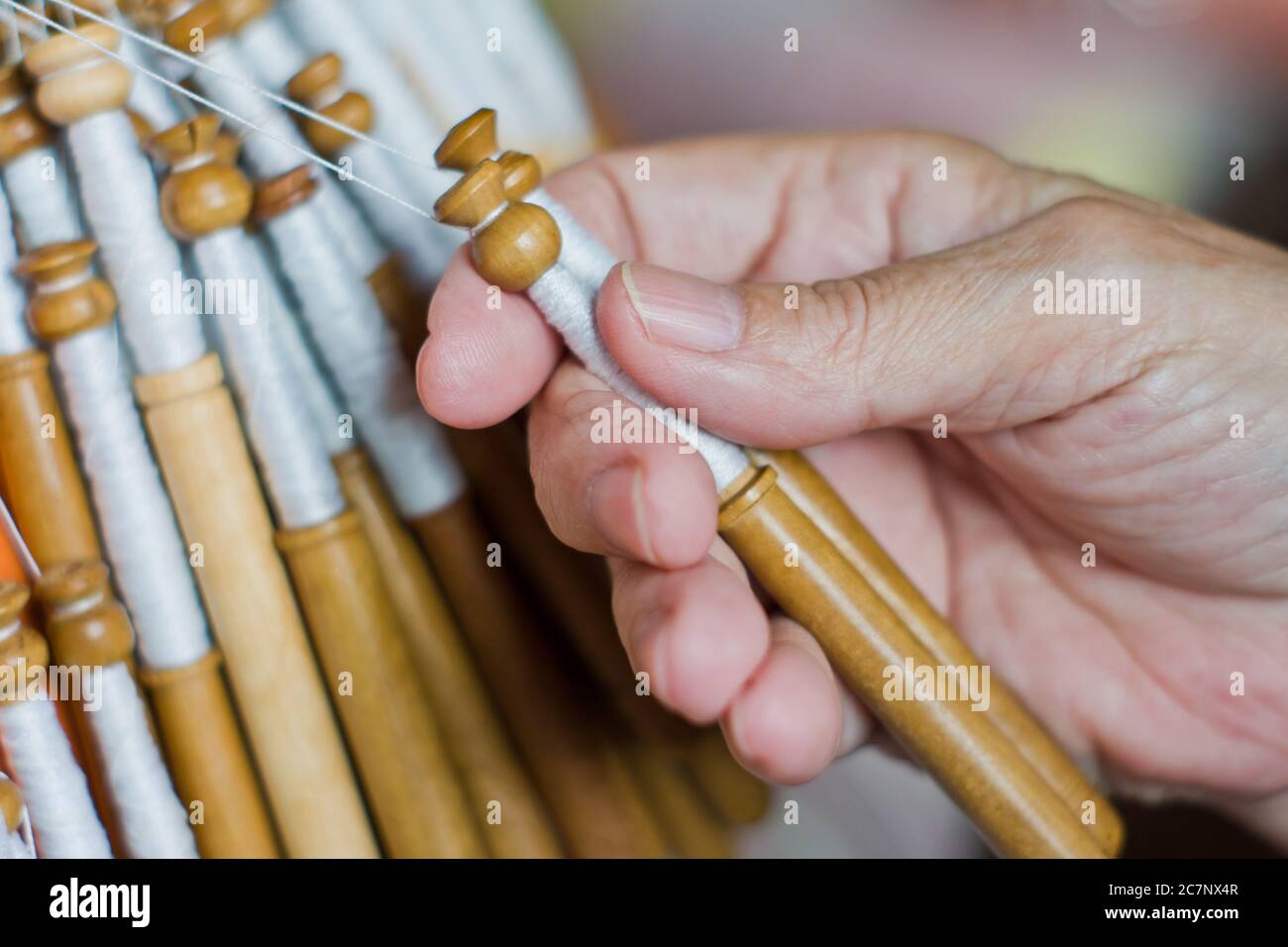 Bobbin lacemaking hi-res stock photography and images - Alamy