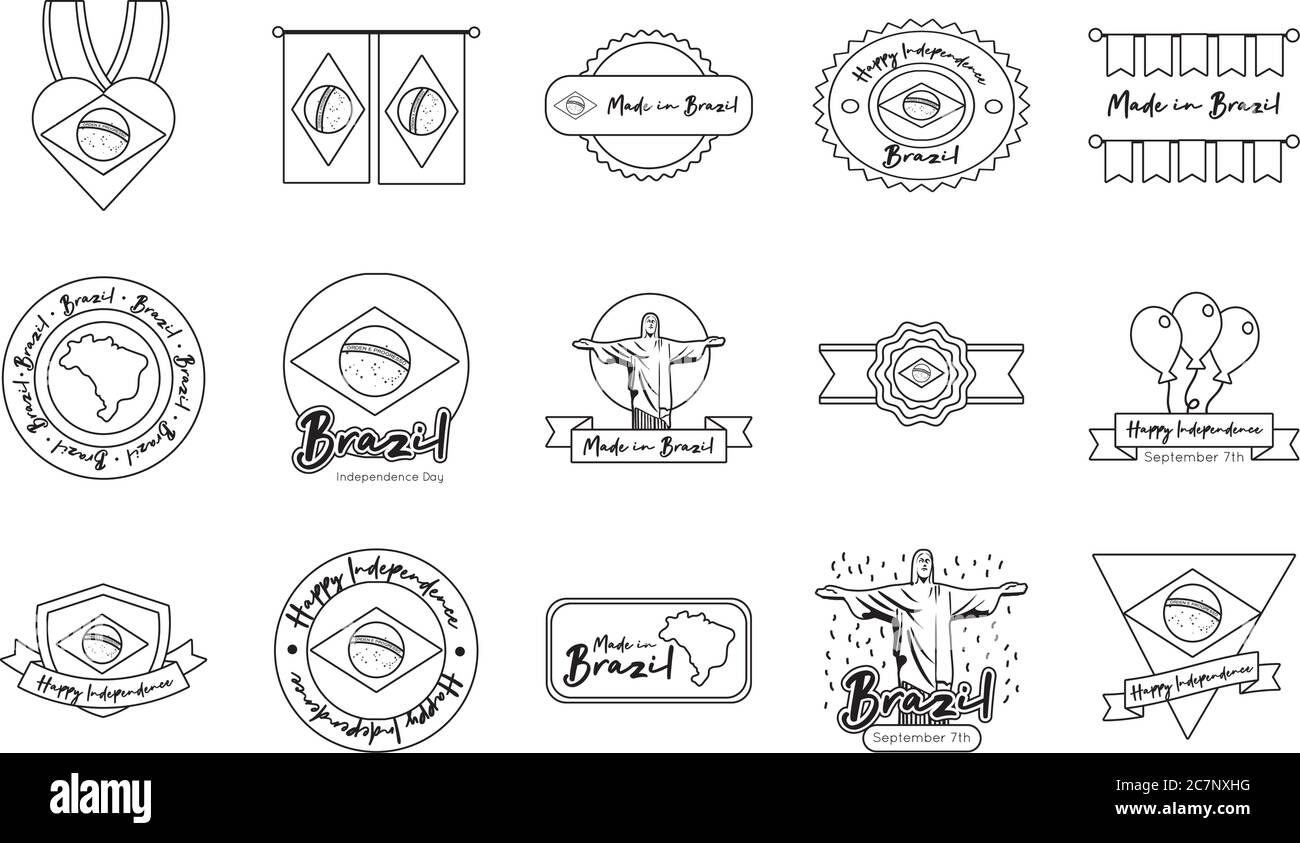 bundle of brazil independence day icons vector illustration design ...