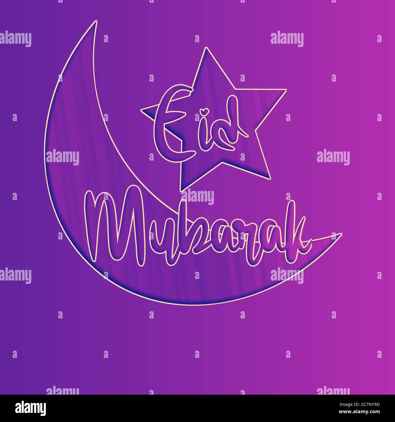 Purple color Eid Mubarak greeting card template with crescent moon and ...