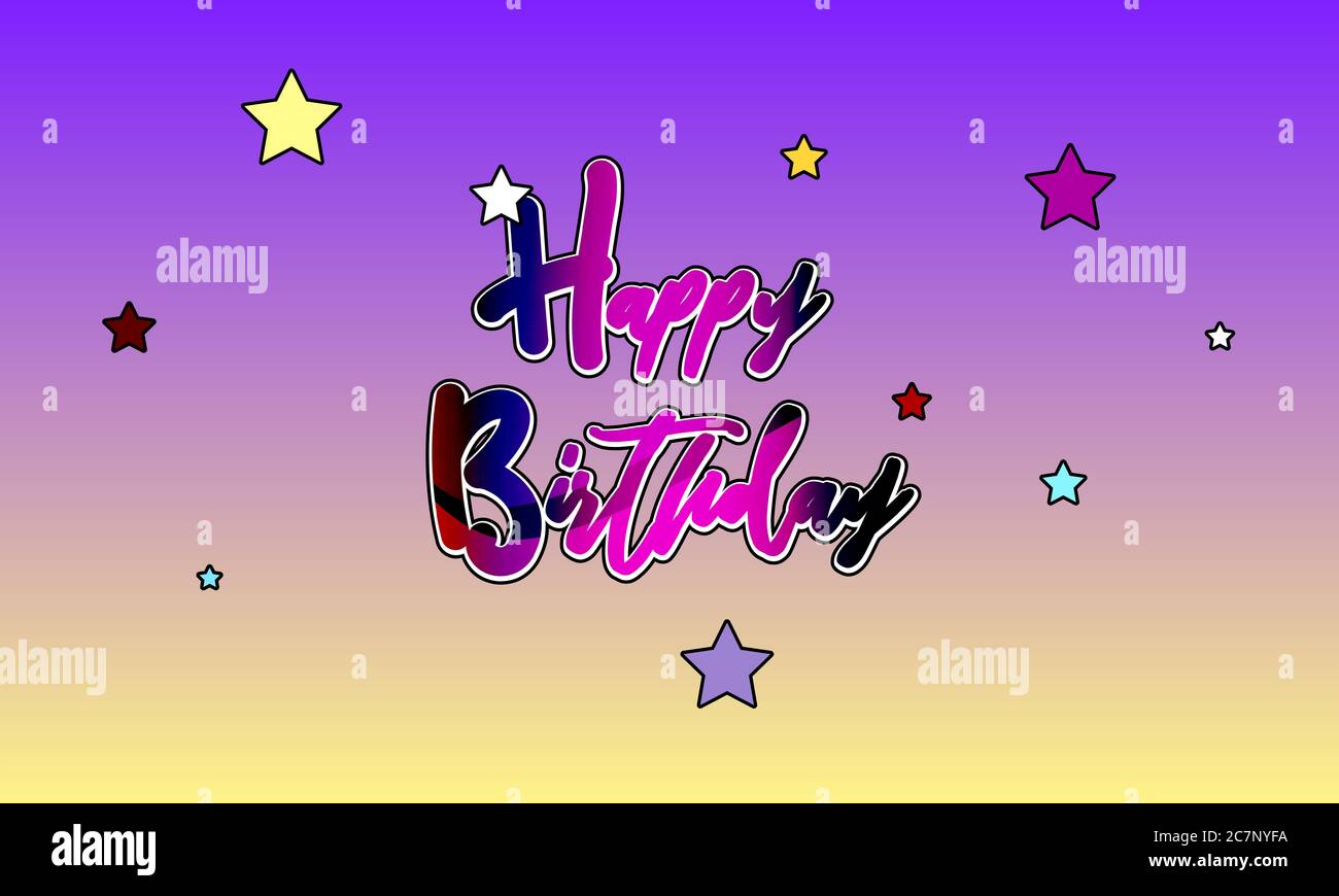 Colourful decorative Happy birthday design with galaxy color texture on ...
