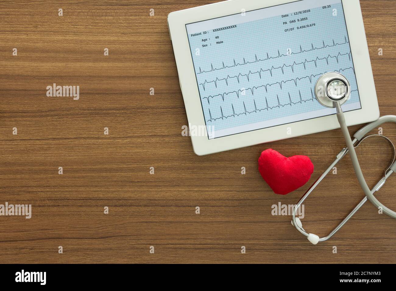Cardiogram, ecg, electrocardiogram heart showing in tablet computer and ...