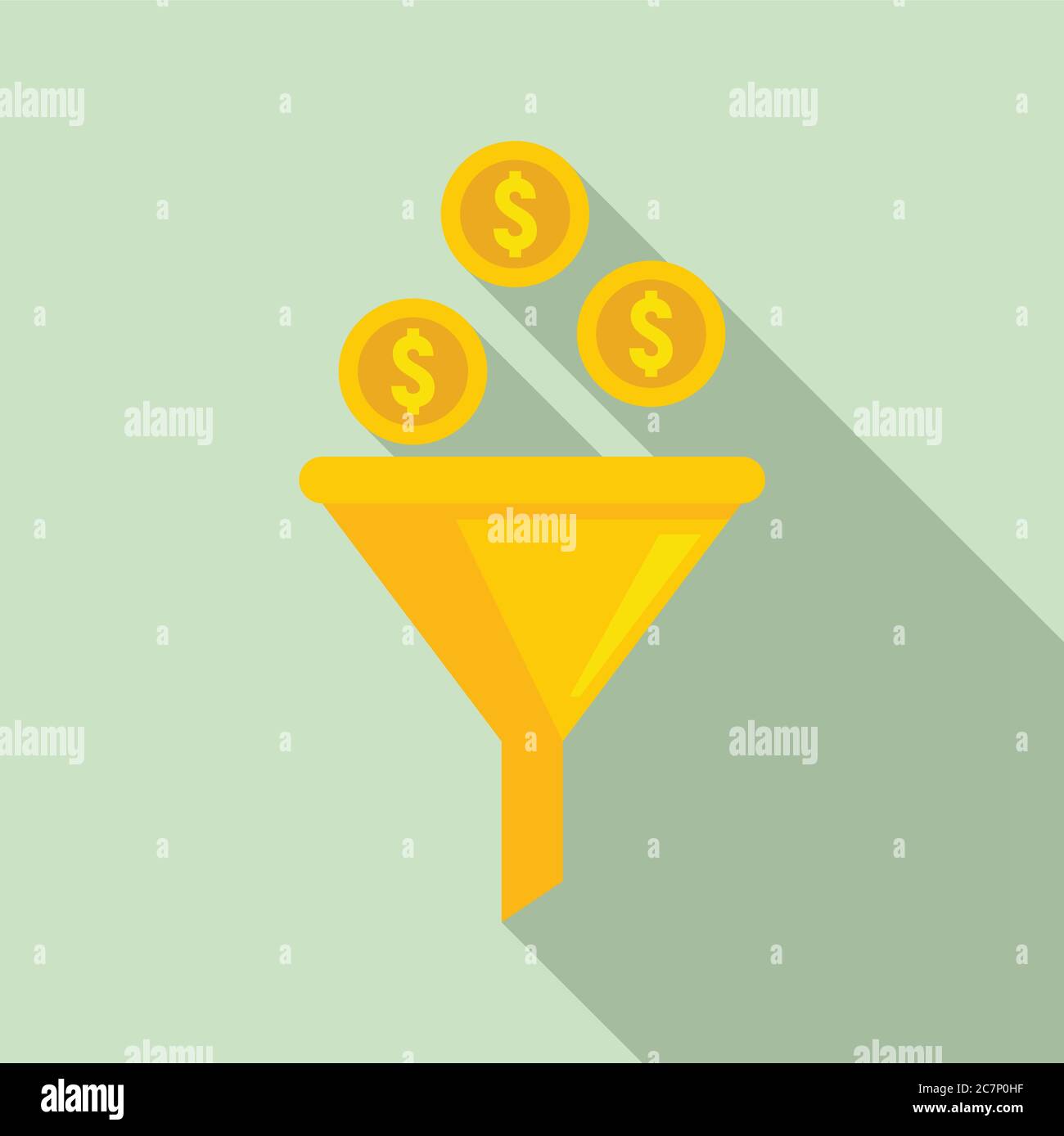Marketing money funnel icon. Flat illustration of marketing money ...