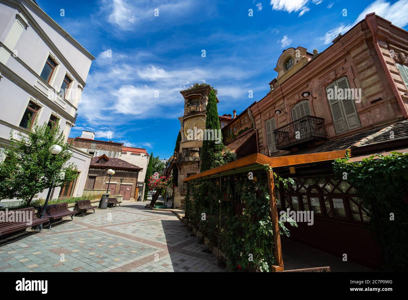 18 JULY 2020, TBILISI, GEORGIA: Old town of Tbilisi, the square and ...