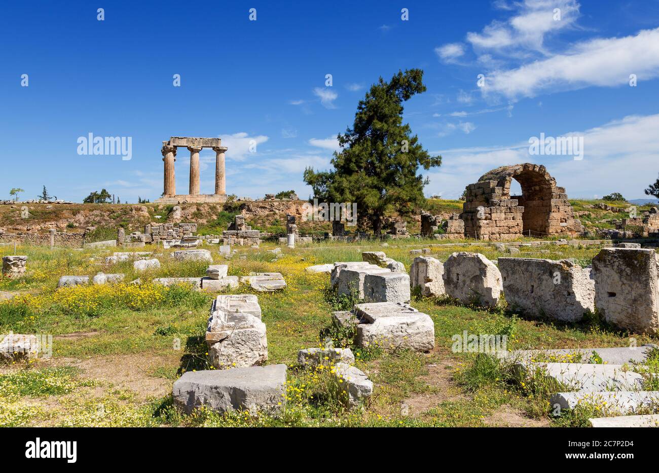 Temple apollo agora corinth peloponnese hi-res stock photography and ...