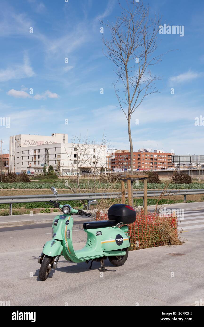Scooter with top box Stock Photo - Alamy