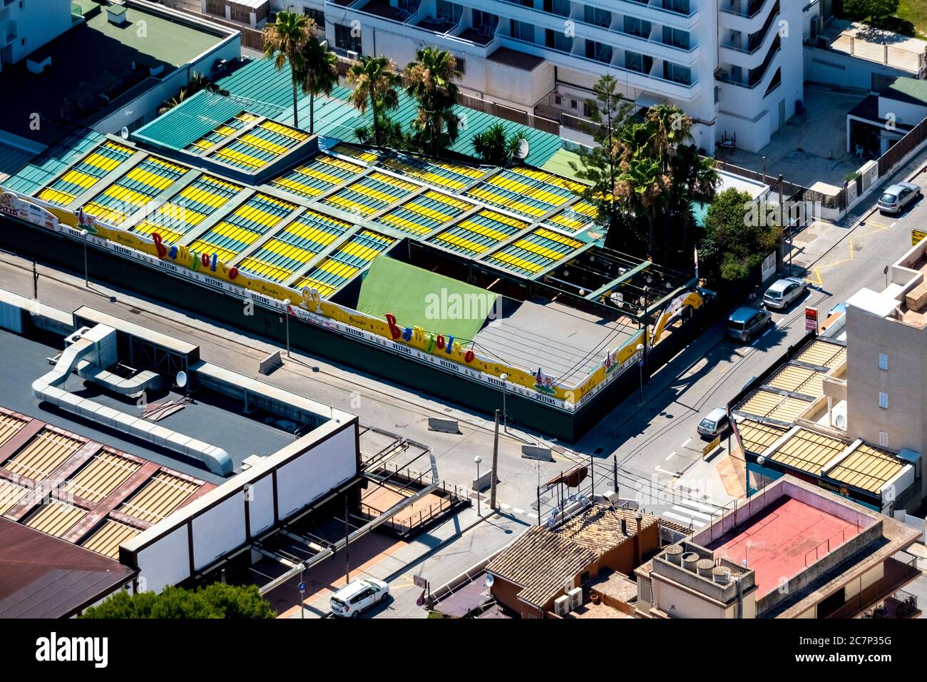 Aerial photo, closed big disco Beer King, Bamboleo, Ham Street, Beer ...