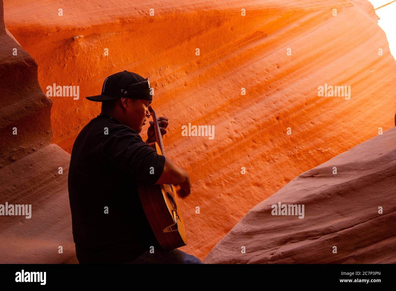 U, UNITED STATES - Jul 01, 2012: Navajo Singer and playing the guitar ...