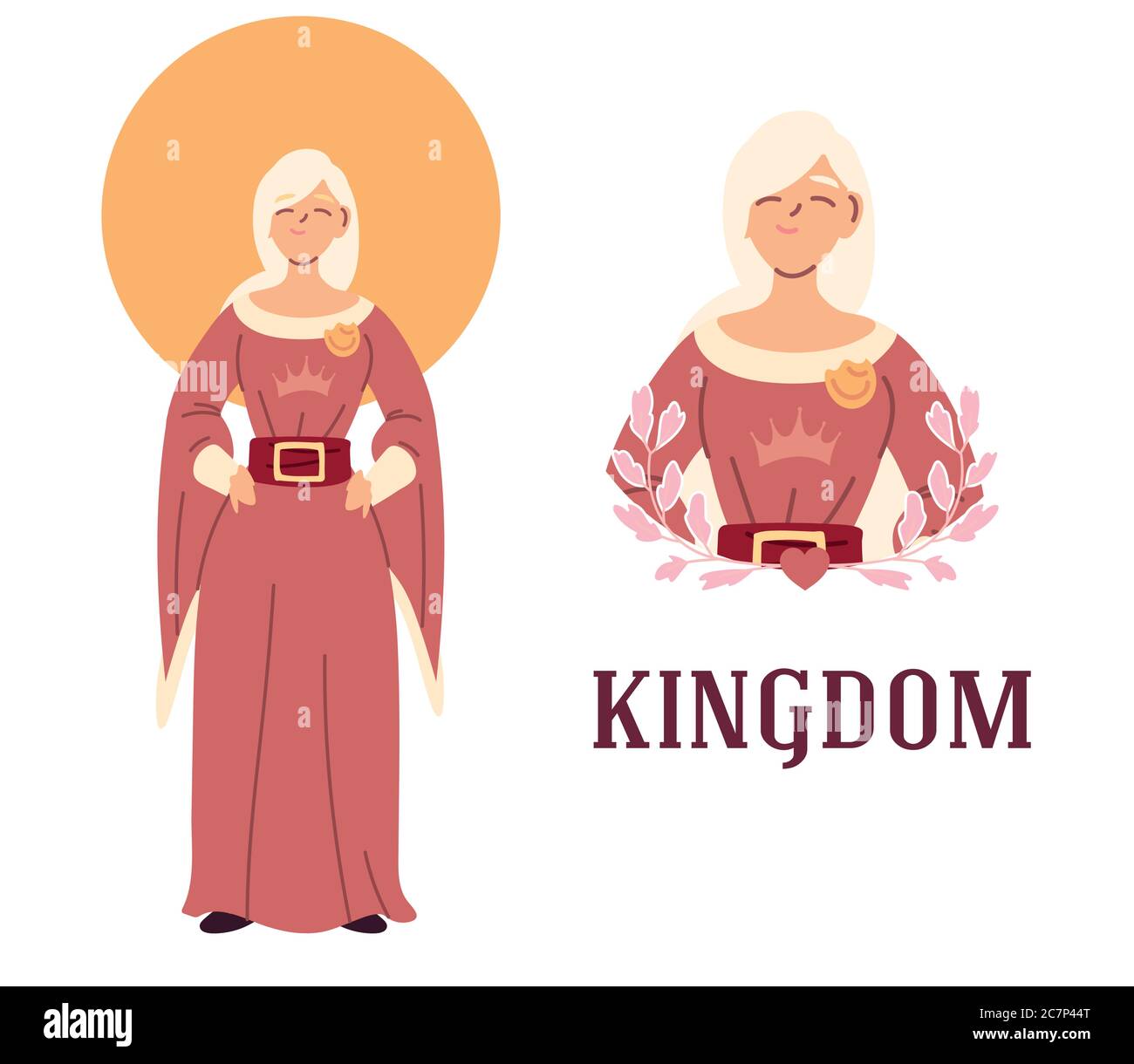 Medieval woman with dress design of Kingdom and fairytale theme Vector ...