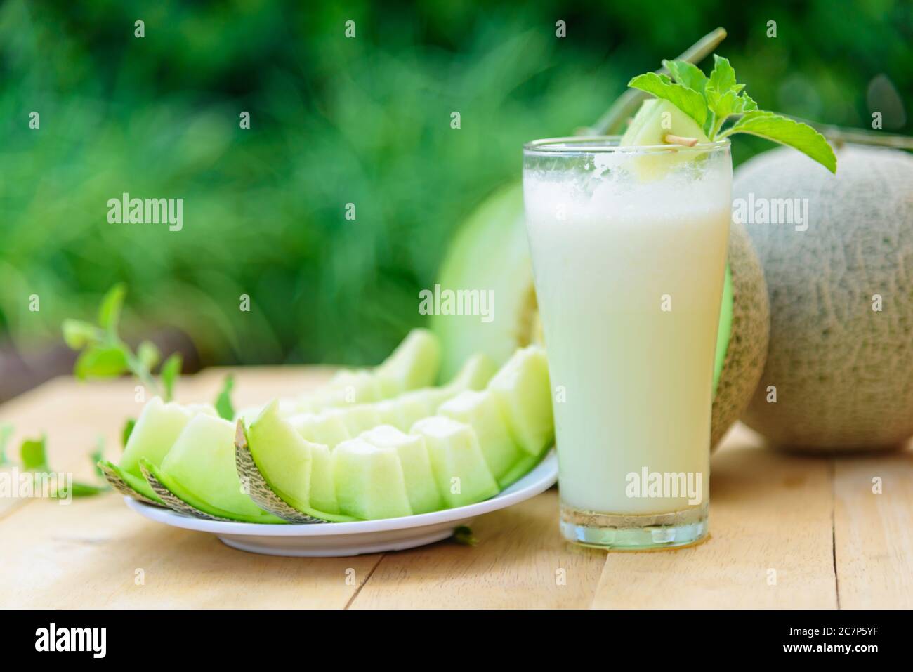 Milk melon Smoothie in glass Stock Photo - Alamy