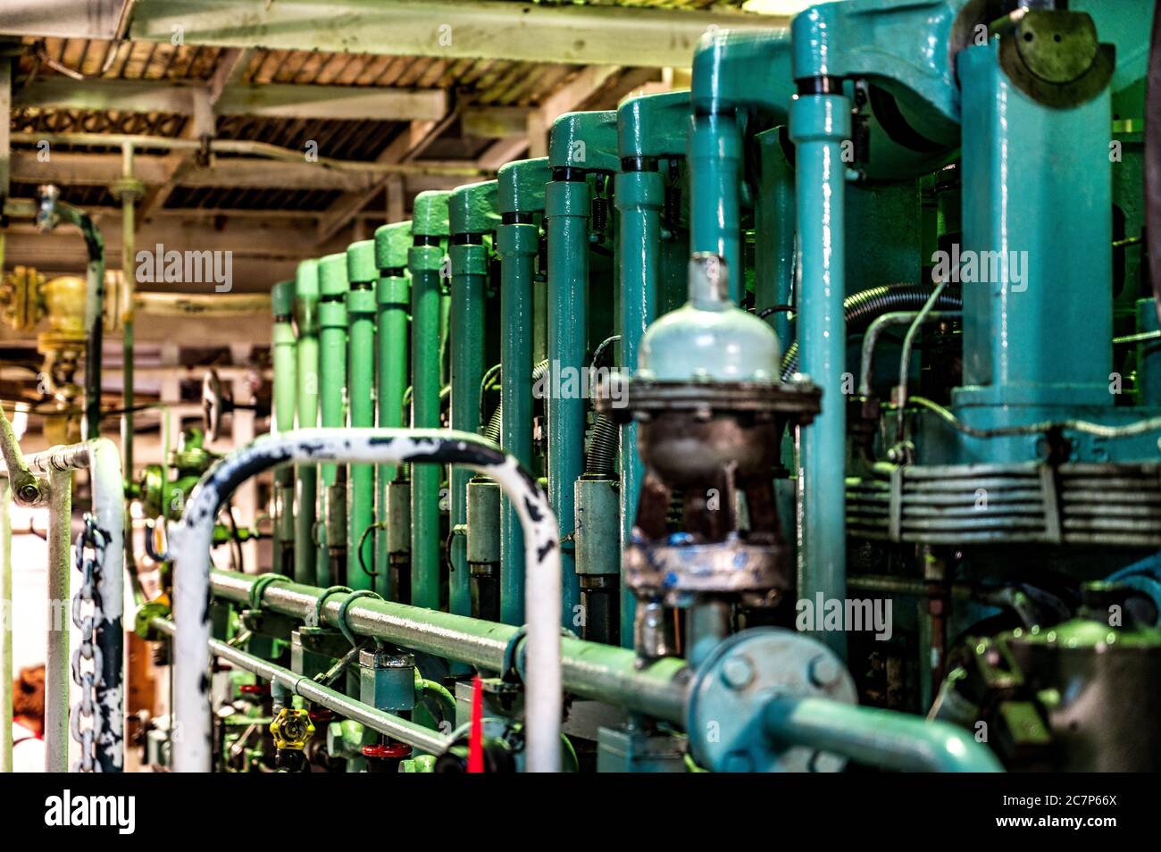 Closeup shot of one side of ship engine Stock Photo - Alamy