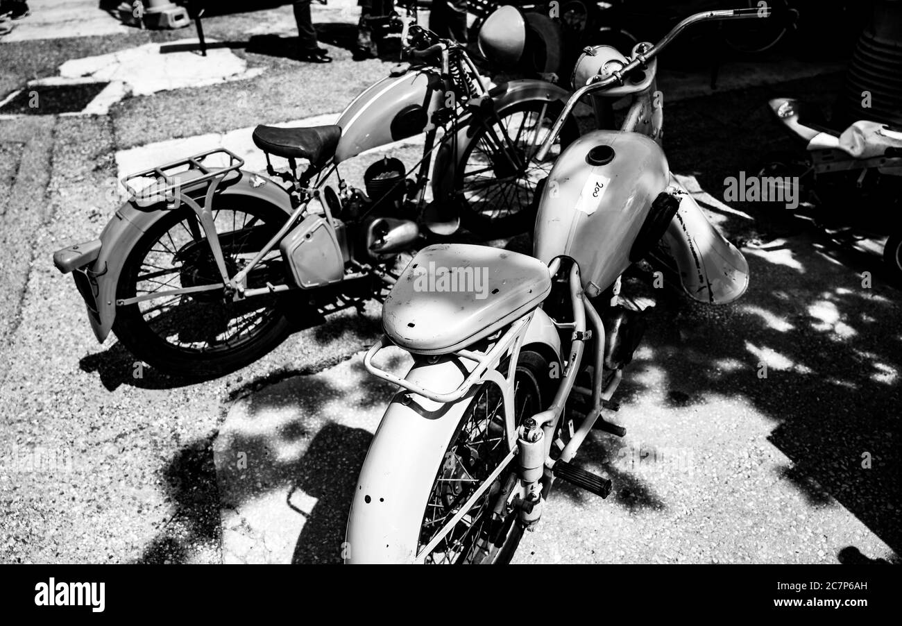 Retro motorbikes Black and White Stock Photos & Images - Alamy