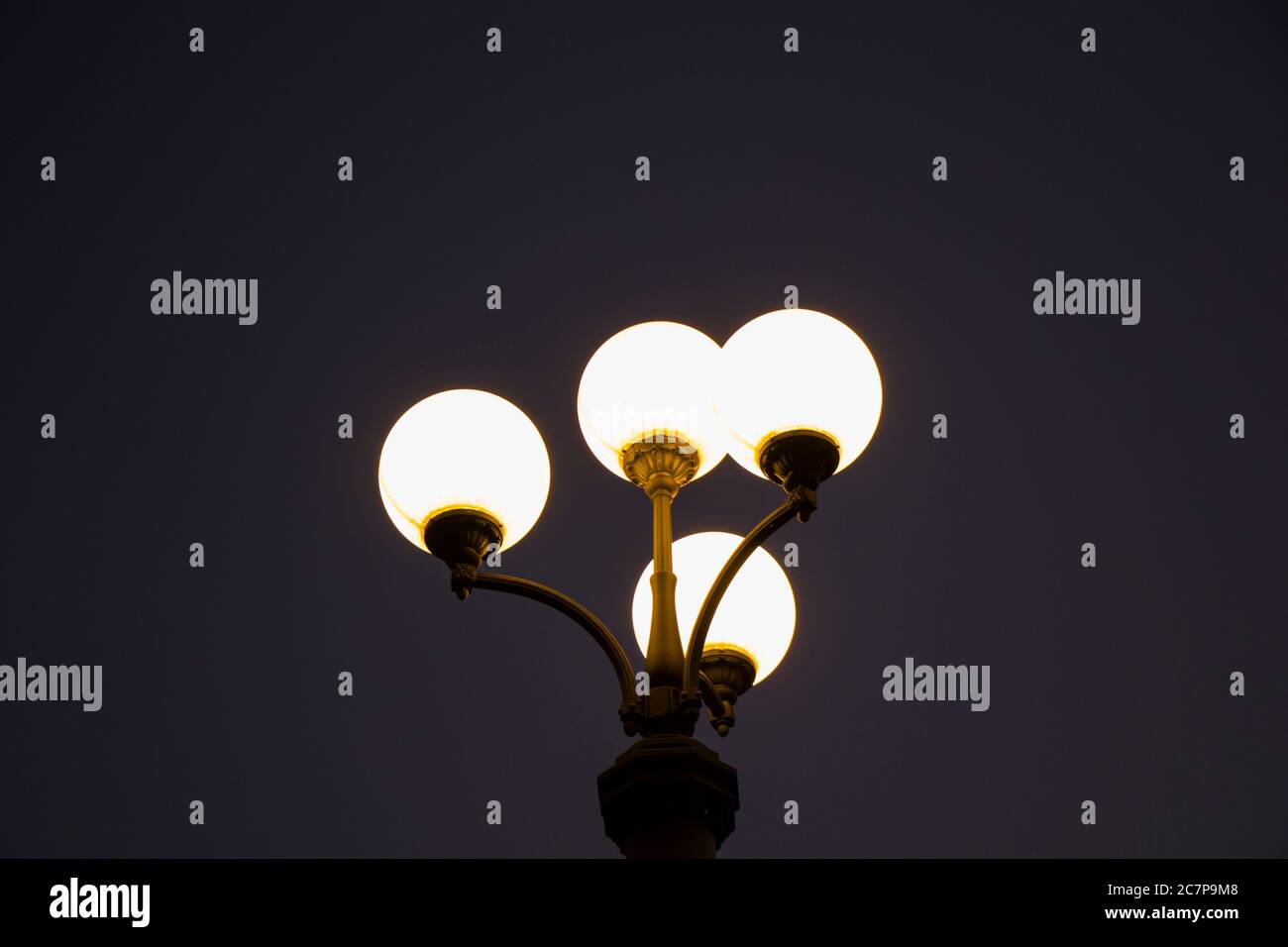 Street light and streetlamp close-up, on the blue background, Night ...