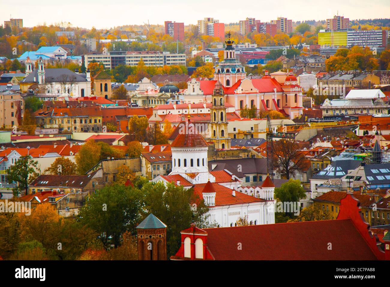 Vilnius city view, Lithuania. Old town and city center. Urban scene ...