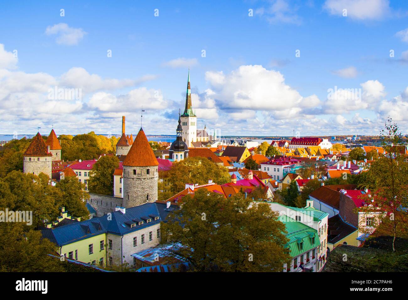 City view of Tallinn. Buildings and architecture exterior view in old ...