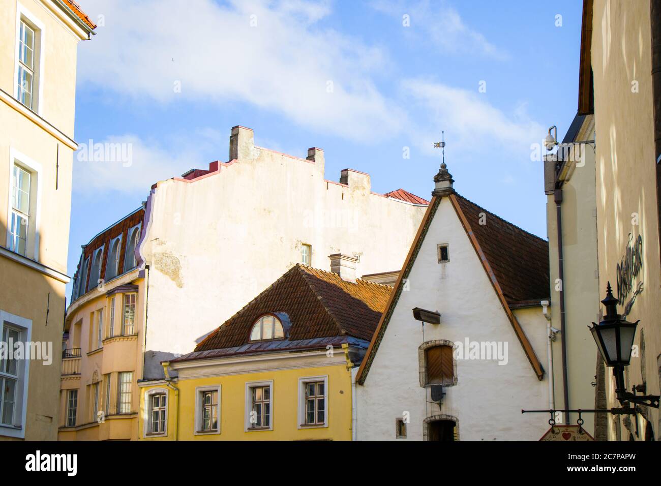 Buildings and architecture exterior view in old town of Tallinn ...