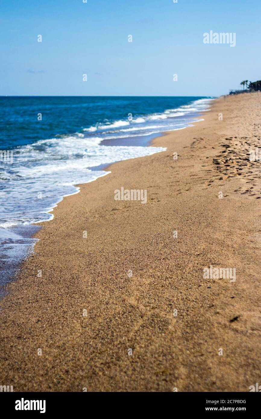 vacation and travel background - summer beach with golden sand Stock ...
