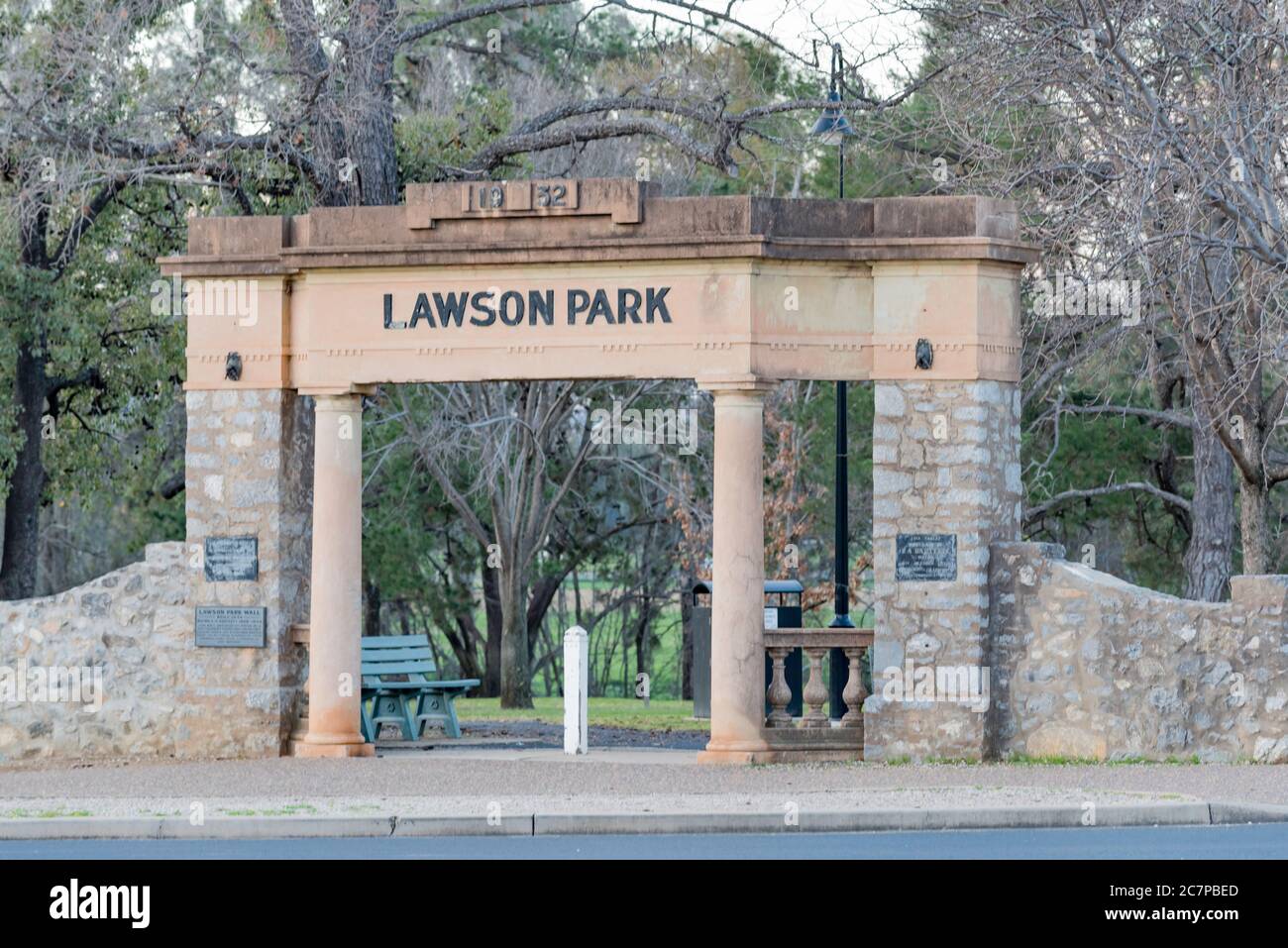 The grand entrance to Lawson Park in Mudgee, New South Wales. The park ...