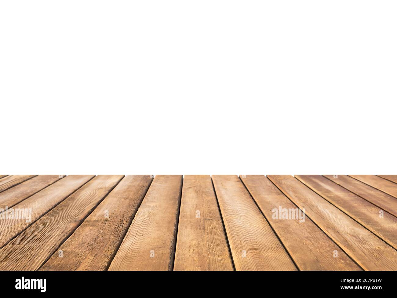 Empty old wooden table isolated on a white background Stock Photo - Alamy