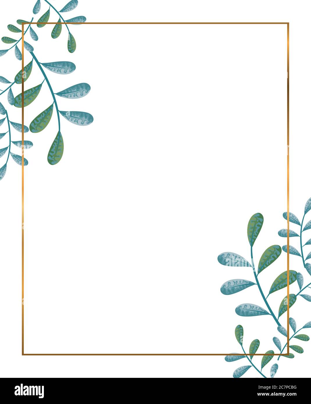 golden frame with decoration of branches vector illustration design ...