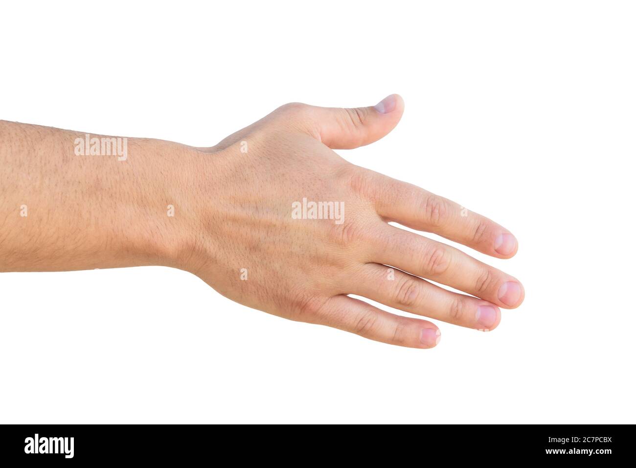Empty man hand sign isolated on white background Stock Photo - Alamy