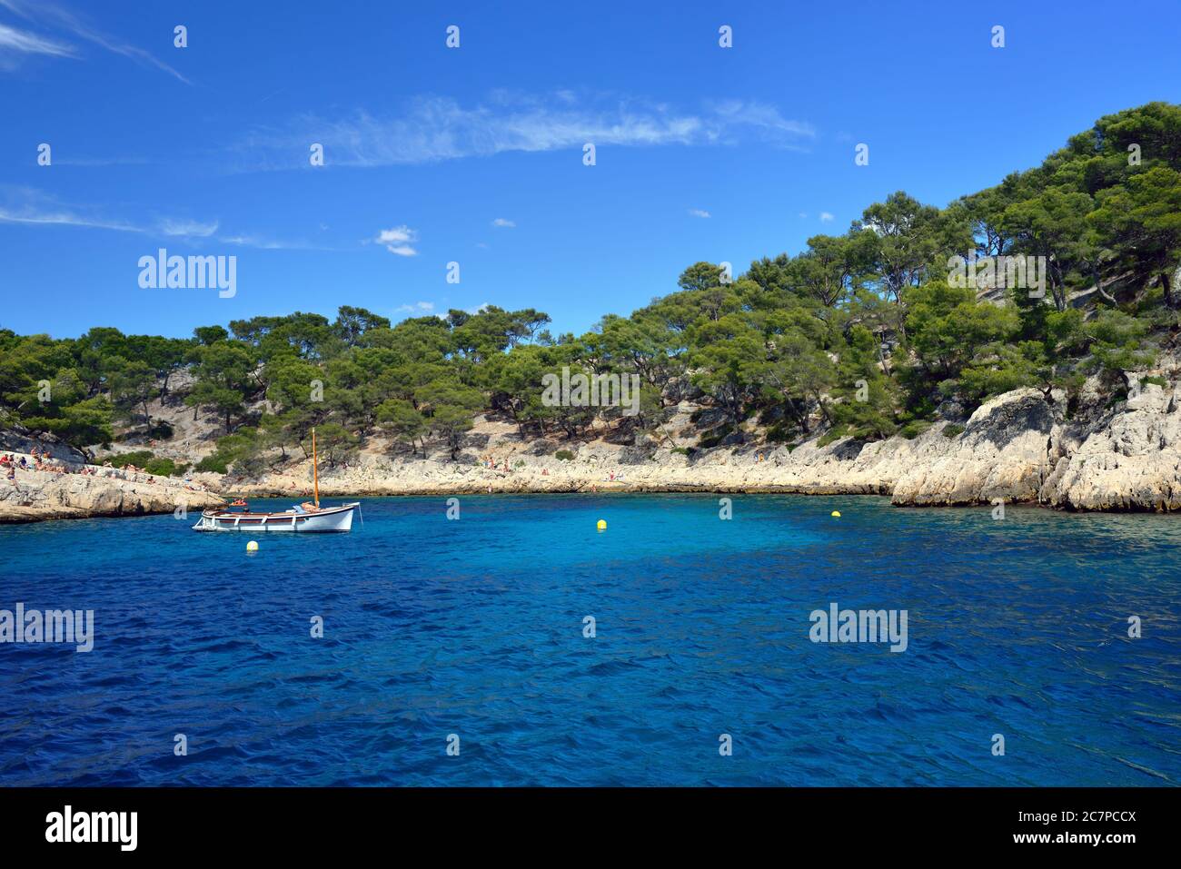 The bay and limestone cliffs in a calanque near Cassis France Stock ...