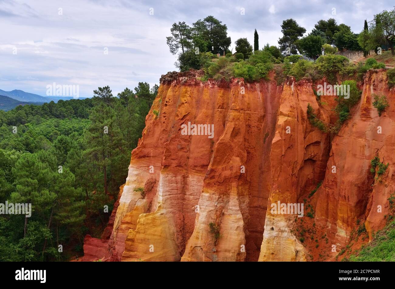 Red rocks around village of Roussillon, Provence, France Stock Photo ...