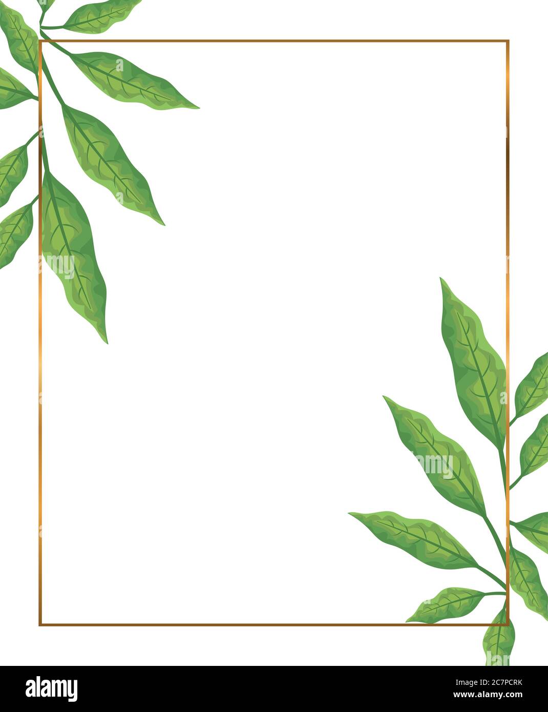 golden frame with decoration of branches vector illustration design ...