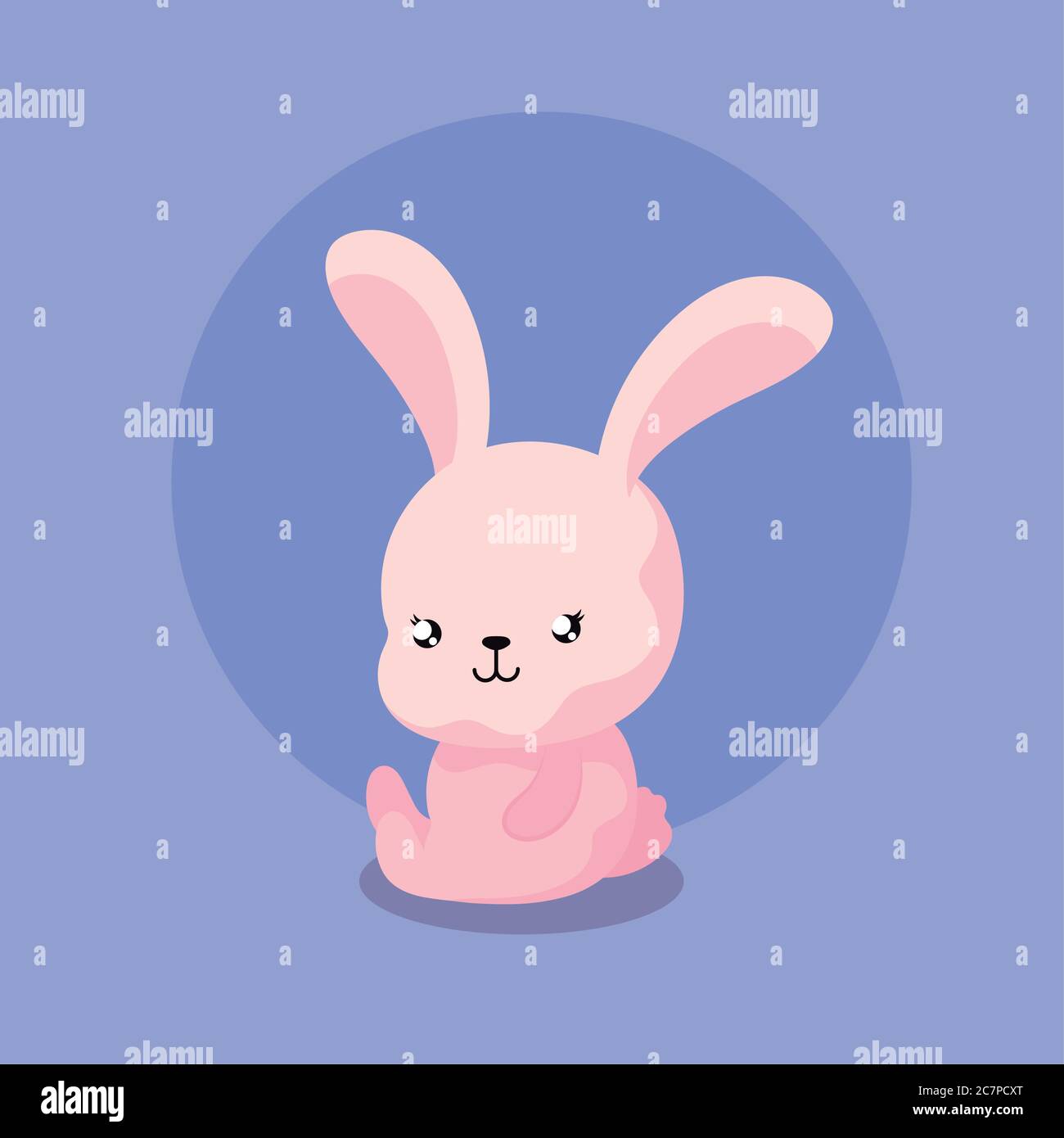 cute rabbit cartoon with frame circular vector illustration design ...