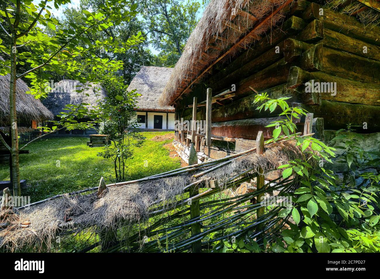 Fantastic summer scene in Transylvania. View of traditional romanian ...