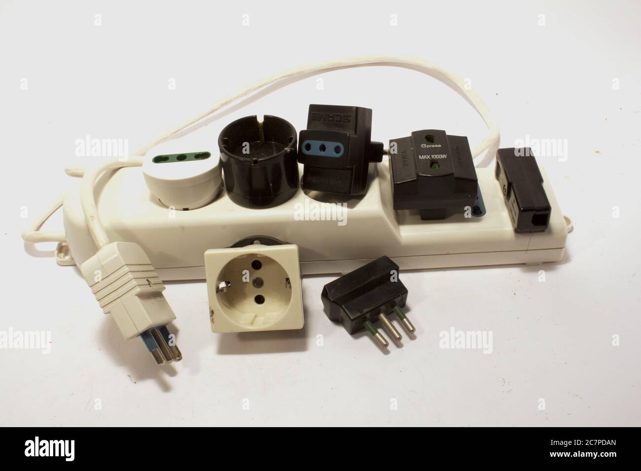 Set of electric sockets and plugs isolated on a white background Stock ...