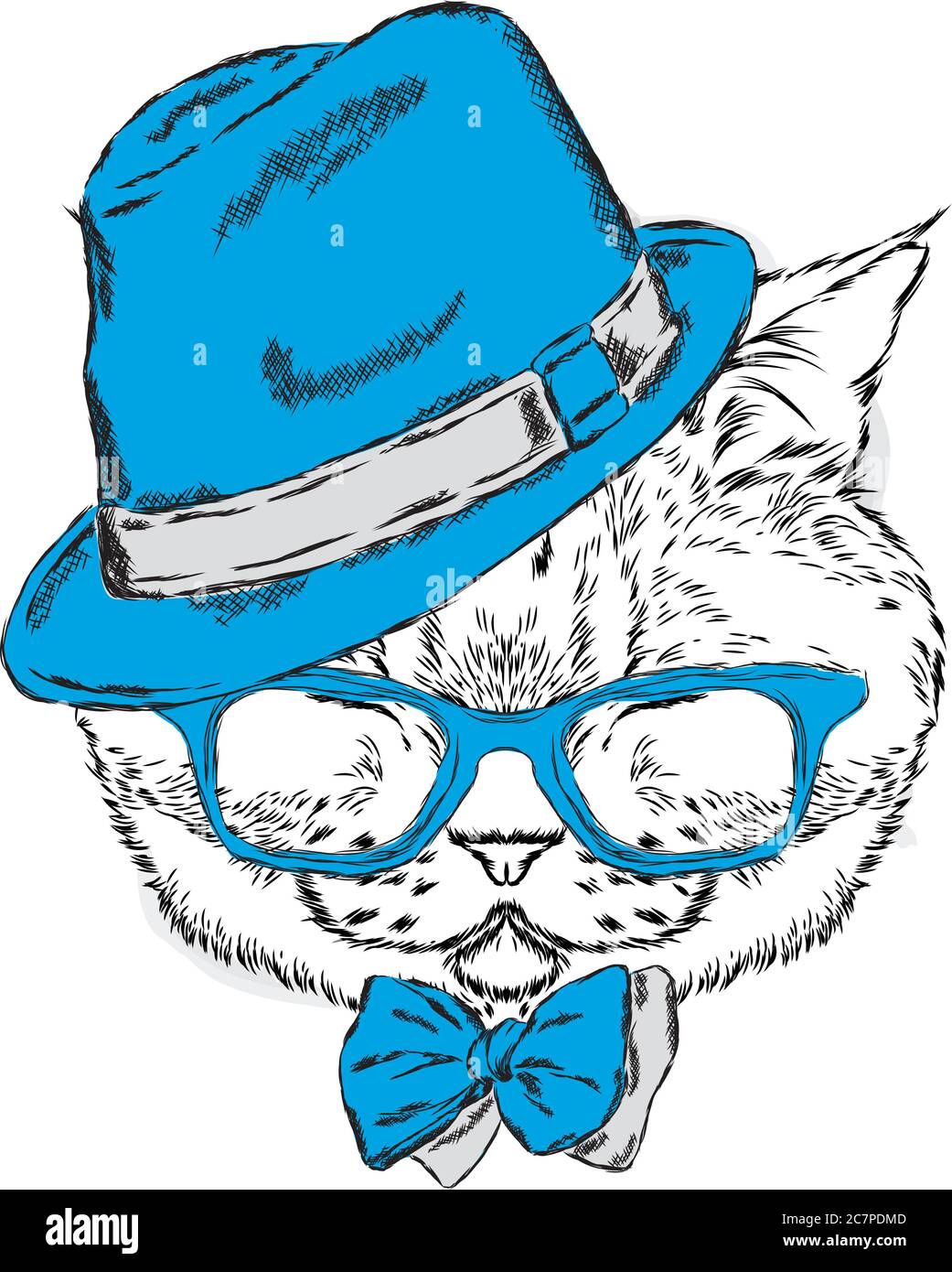 Cat in a hat and glasses. Vector illustration Stock Vector Image & Art ...