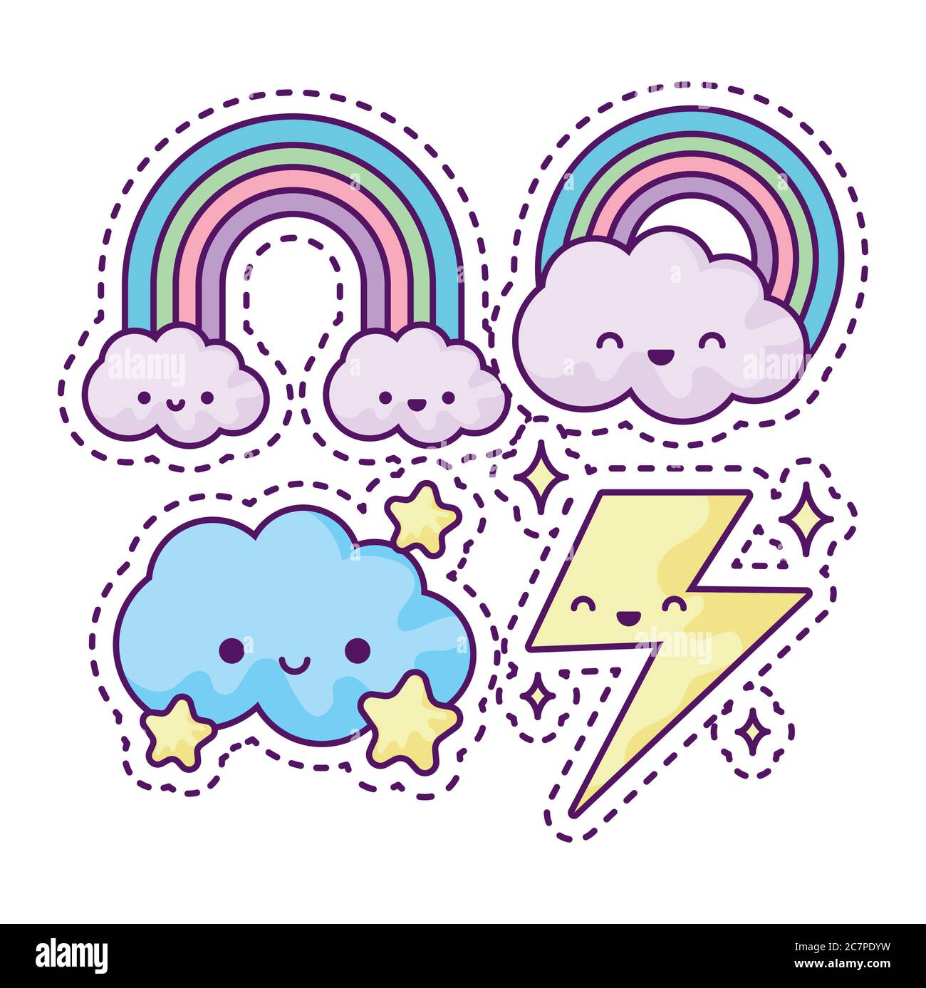 set of fashion patches, fun cartoon icons vector illustration design ...