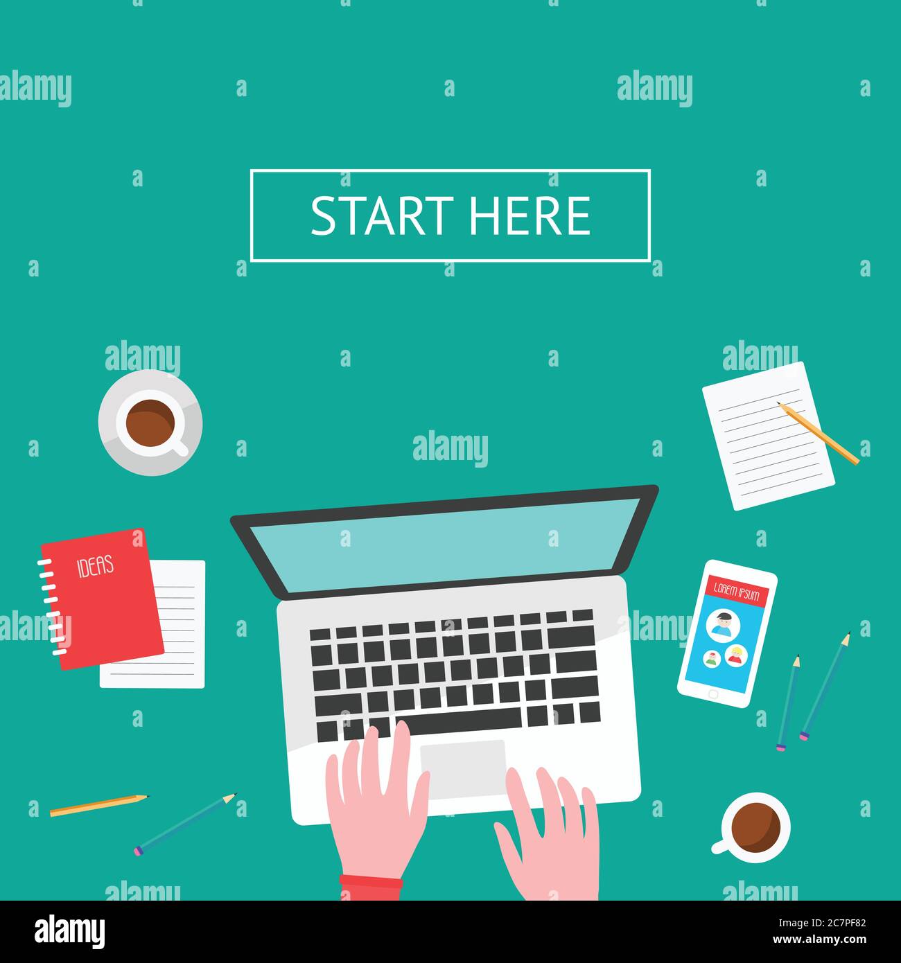 Hands on laptop banner Stock Vector Images - Alamy