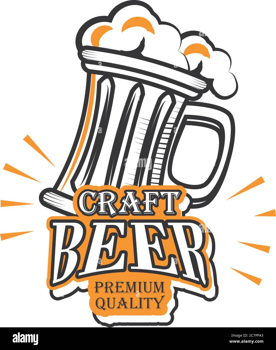 craft beer premiun quality, beer glass vector illustration design Stock ...