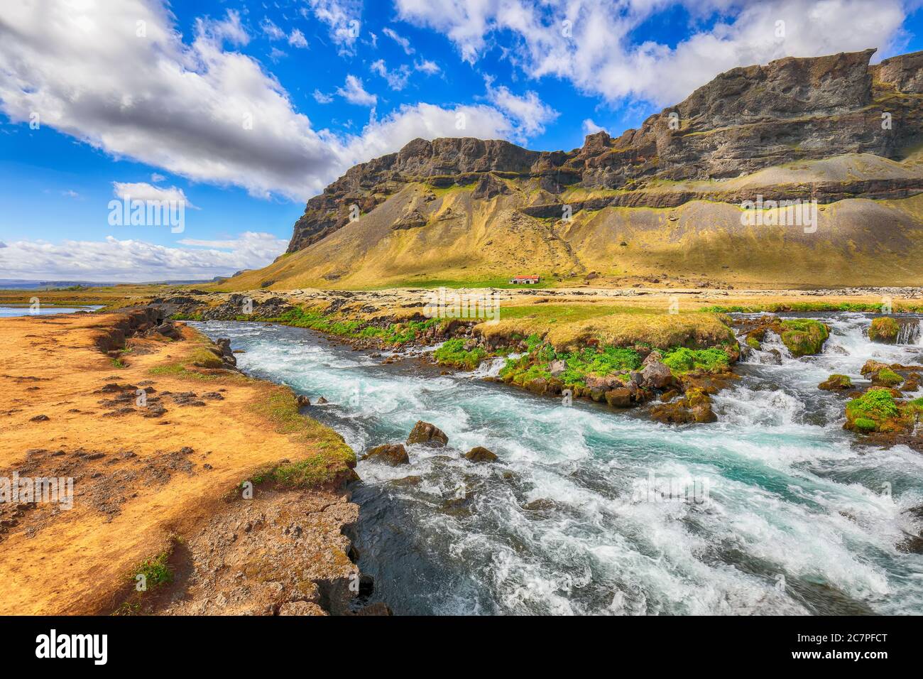 Fossalar, one of the gems of Skaftarhreppur. Small waterfall near ...