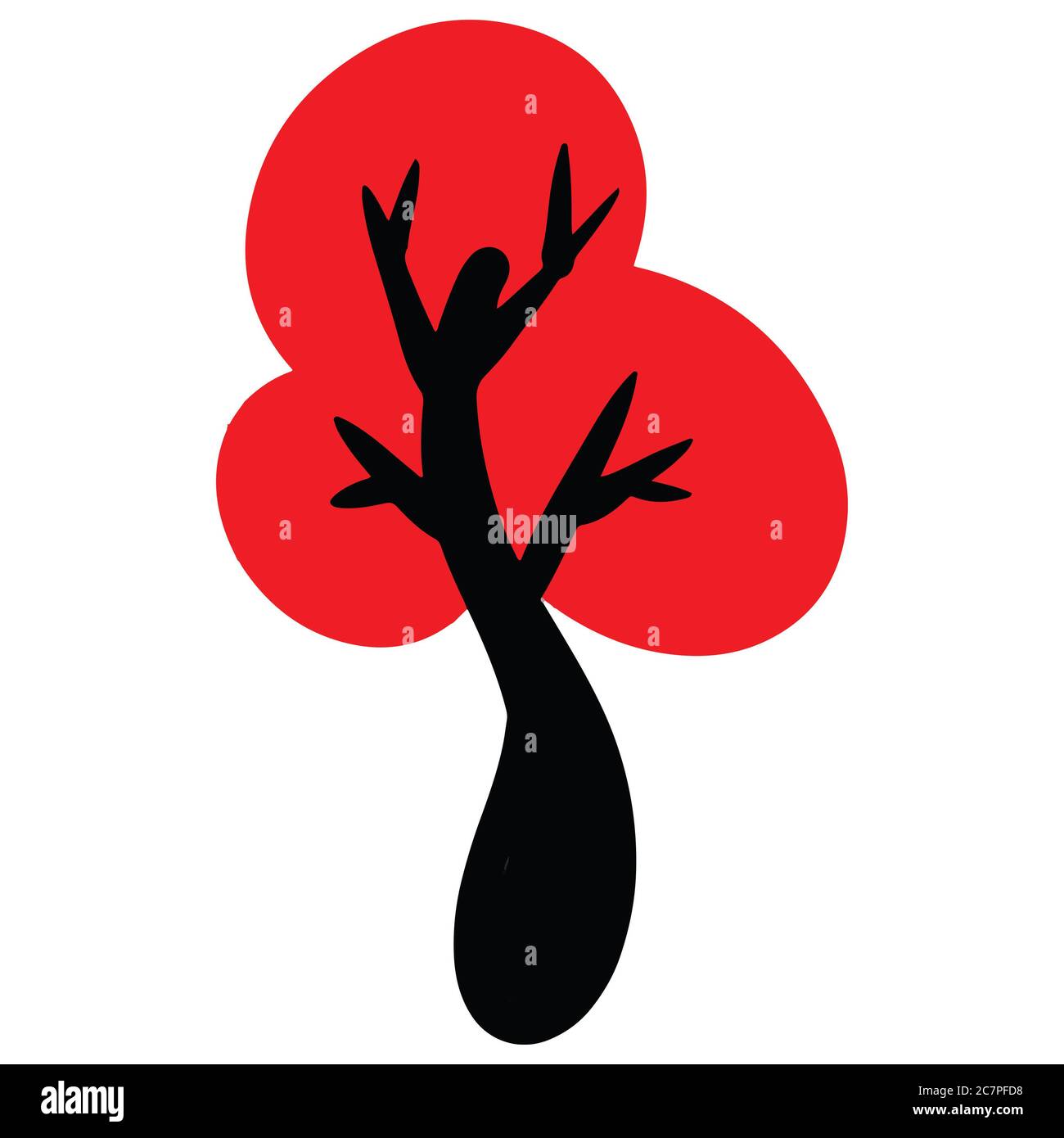 Abstract Cartoon Tree For Forest Illustration Stock Photo - Alamy