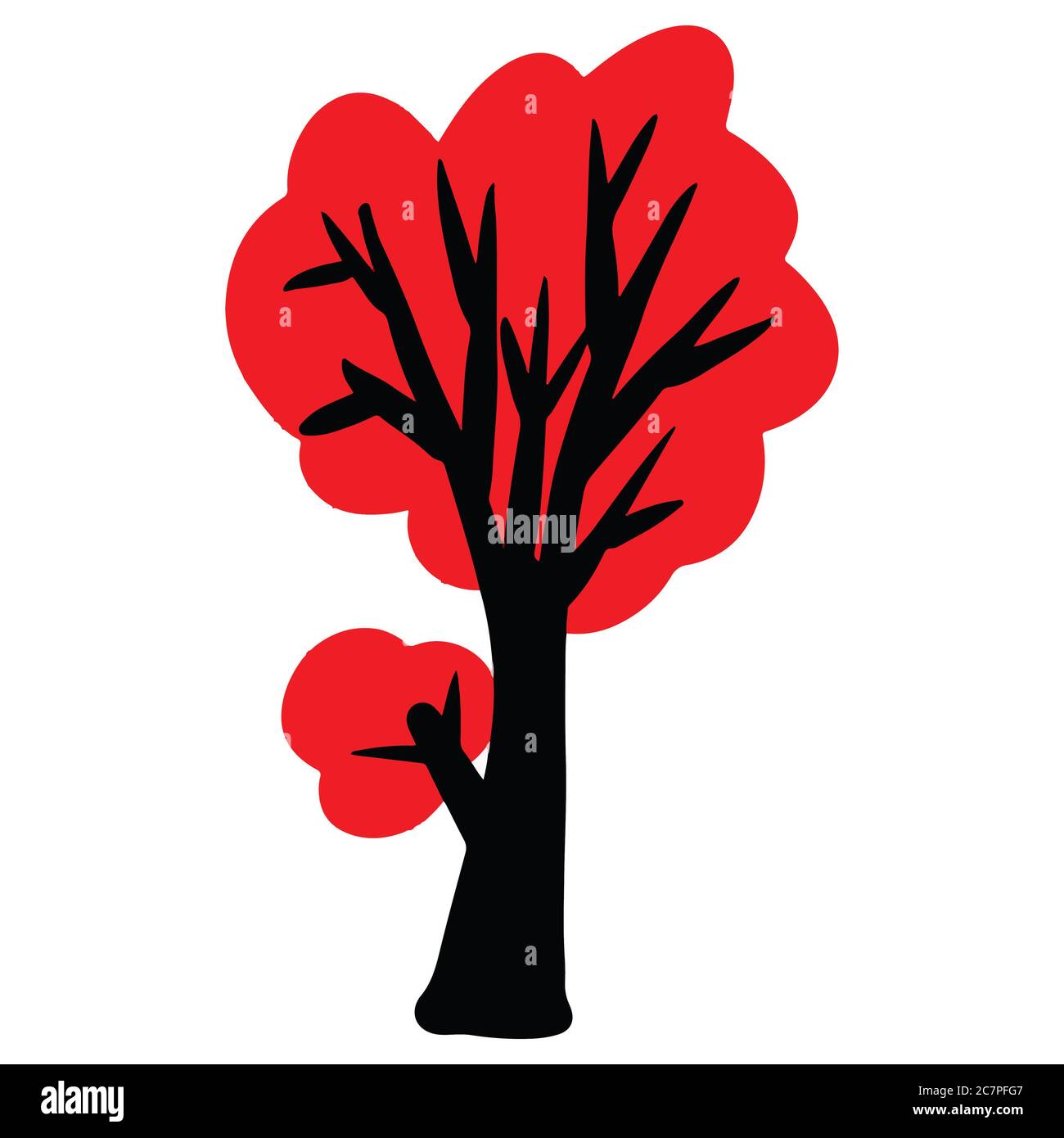 Abstract Cartoon Tree For Forest Illustration Stock Photo - Alamy