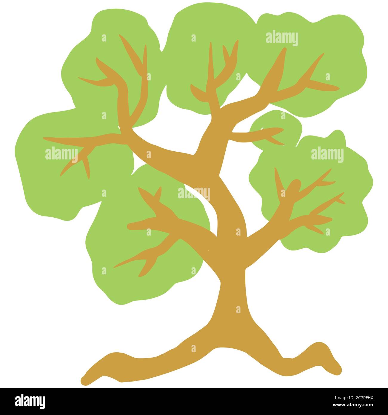 Abstract Cartoon Tree For Forest Illustration Stock Photo - Alamy