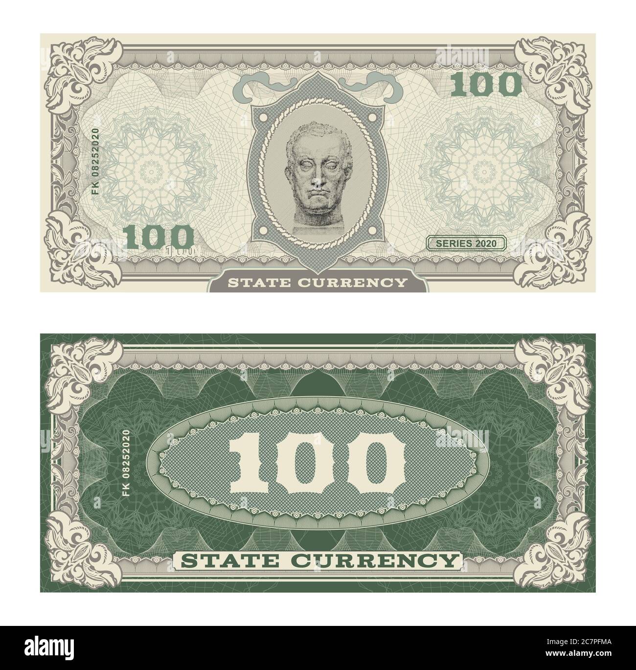 Vector money banknotes illustration with portrait of Santa Claus. State ...