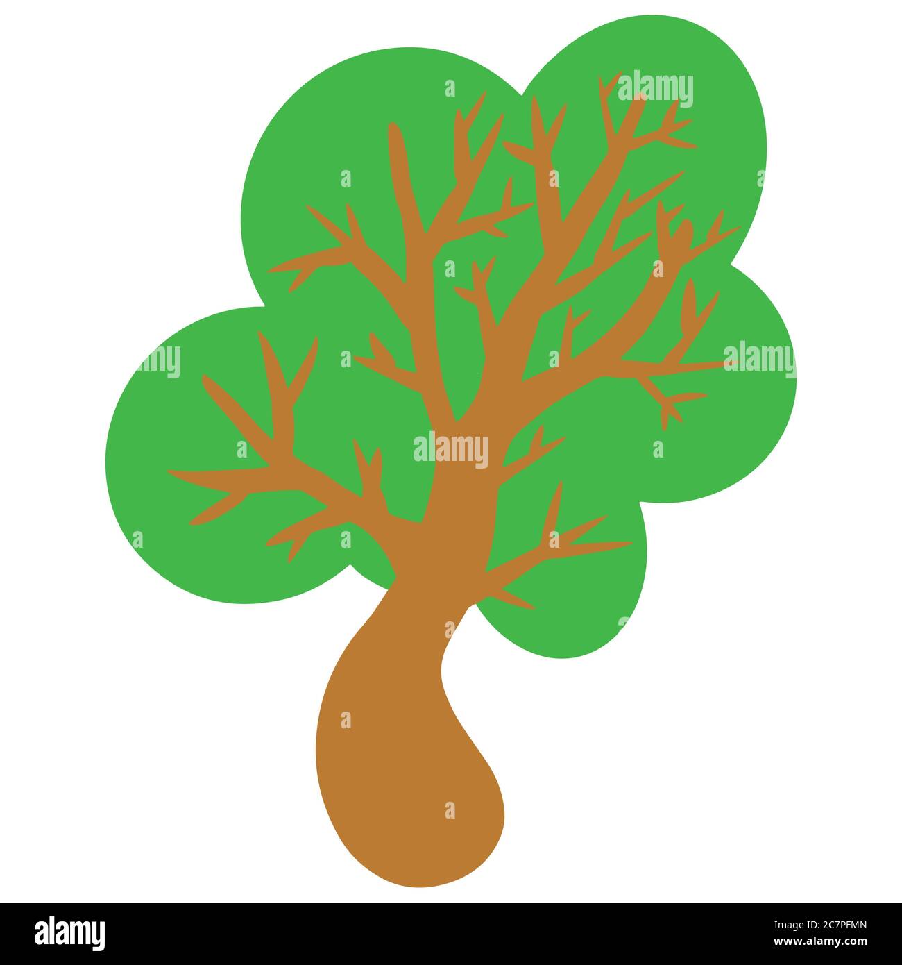 Abstract Cartoon Tree For Forest Illustration Stock Photo - Alamy