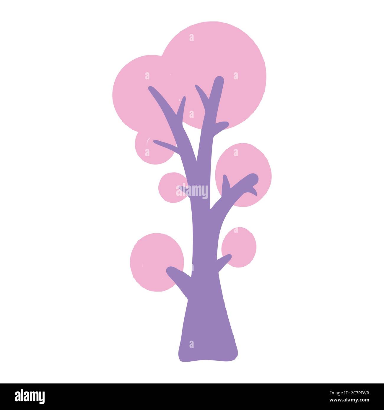 Abstract Cartoon Tree For Forest Illustration Stock Photo - Alamy