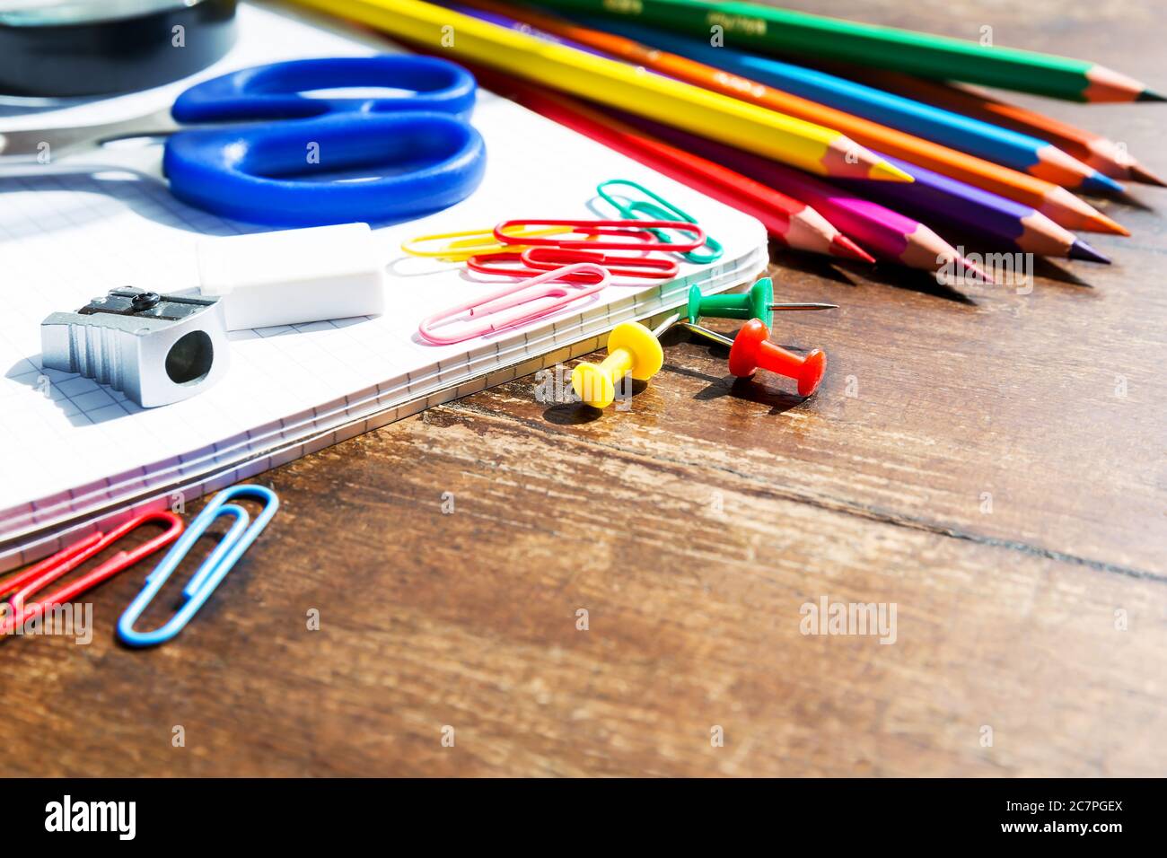 Notebook book color pencils hi-res stock photography and images - Alamy