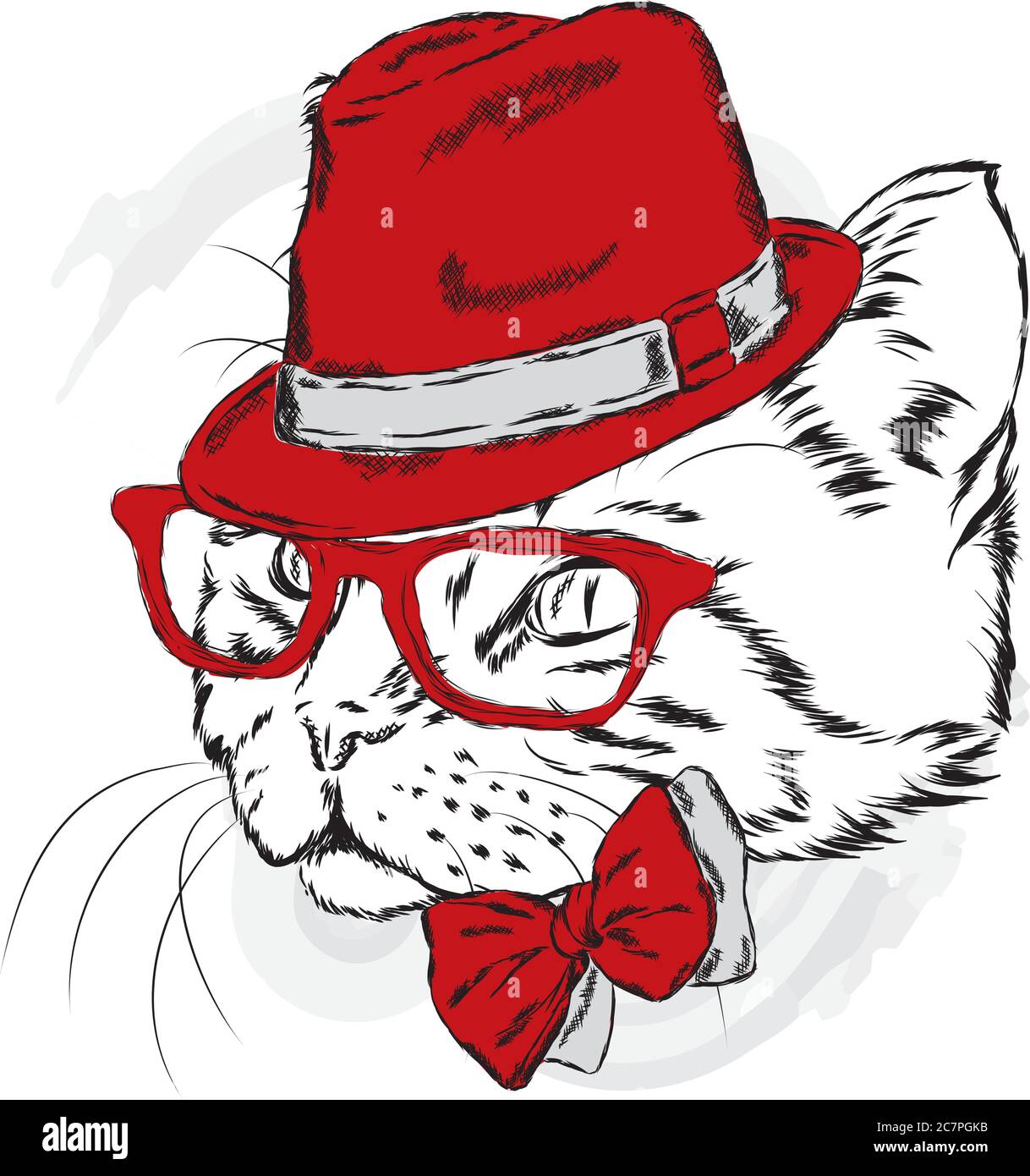 Cat in a hat and glasses. Vector illustration Stock Vector Image & Art ...