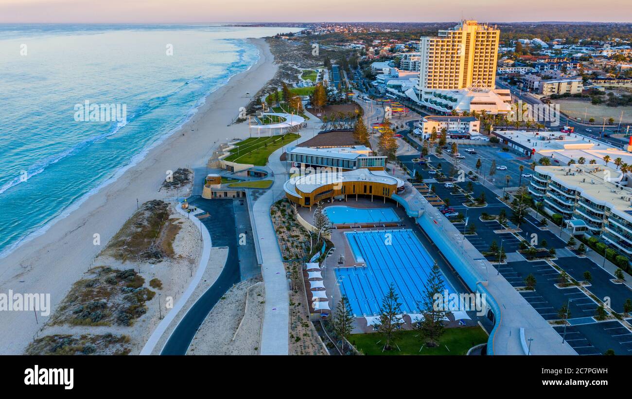 Incredible aerial view of Scarborough Beach in Western Australia Stock ...