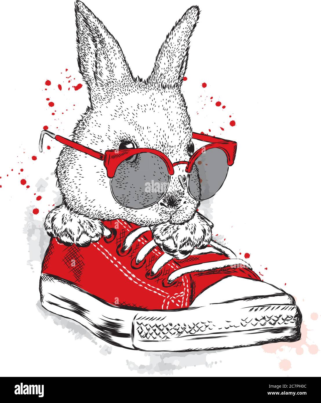 Honey Bunny in a boot. Vector illustration for a card or poster, print ...
