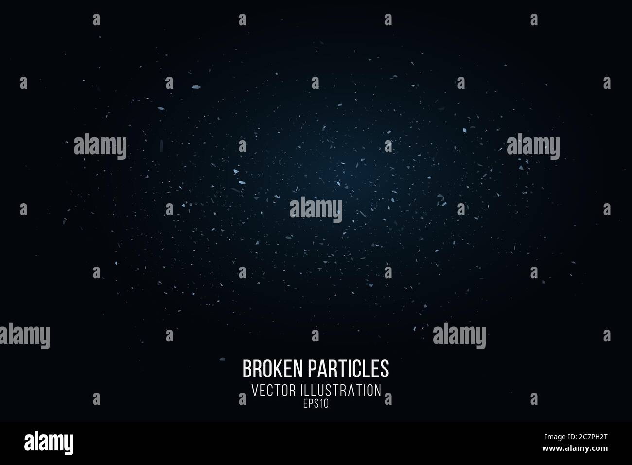 Broken glass effect with small particles isolated on a black background ...